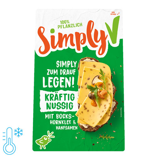 Simply V vegansk ost i skiver | Køb online | Bukkehorn/hampefrø